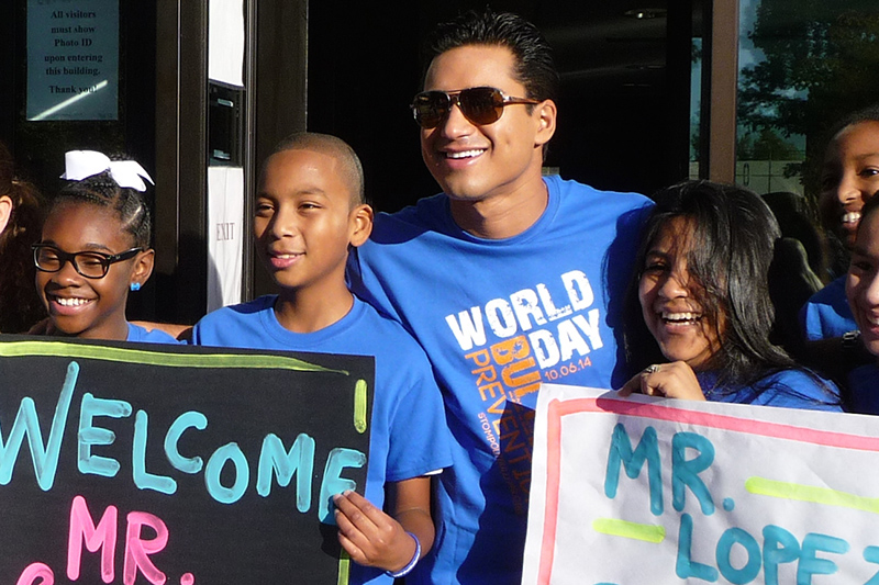 Mario Lopez Supports Anti-Bullying Campaign At New Rochelle Middle School